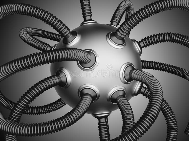 Pipes Attached To the Sphere Stock Illustration - Illustration of ...