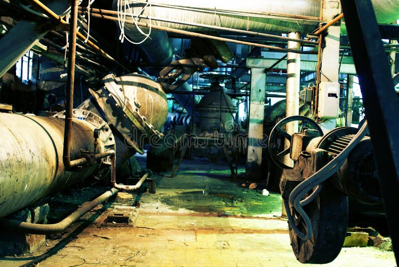 Pipes and Big Valves Inside Abandoned Factory Stock Image - Image of ...
