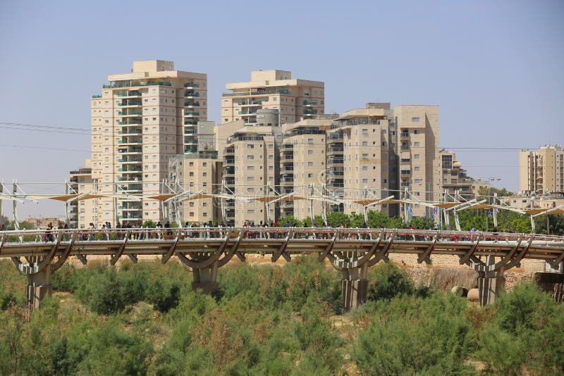 Pipes Bridge and Modern Buildings in Beer Sheba, Israel Editorial Stock ...