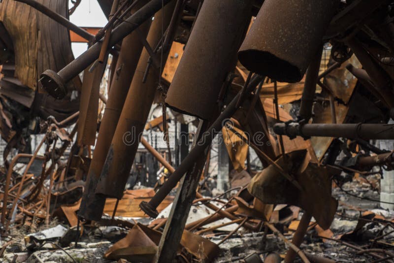 Burned Down Factory stock image. Image of dirt, creepy - 65256947