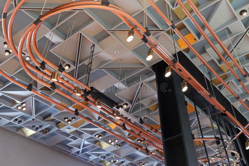 Pipes on ceiling interior stock image. Image of industry - 202308909