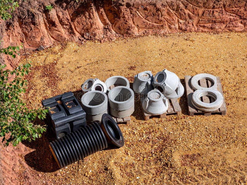 Pipes on a Civil Engineering Road Construction Site Stock Photo - Image ...