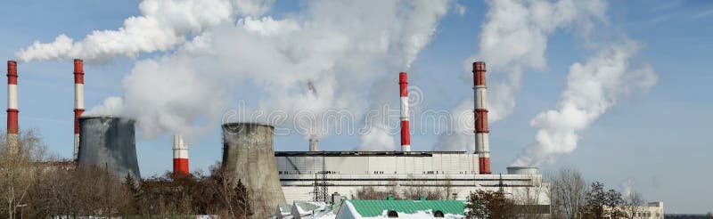 Coal Burning Power Plant with Smoke Stacks, Moscow, Russia Stock Photo ...