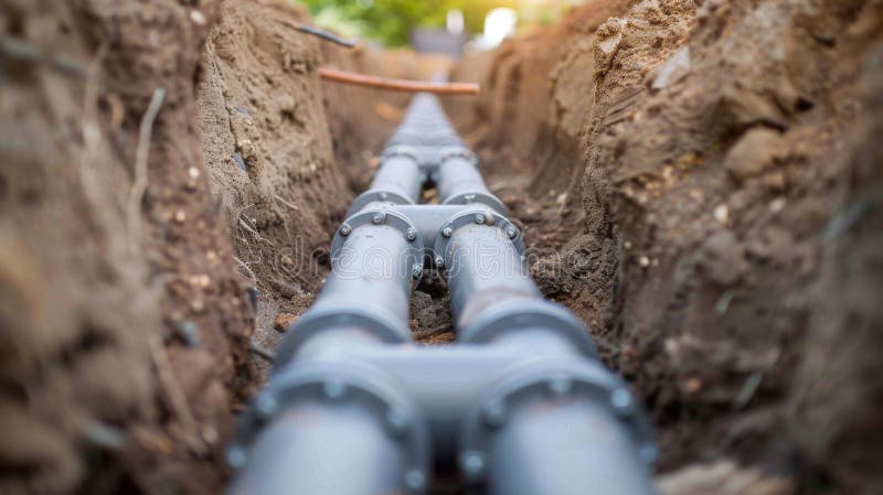 A Trench with Installed Pipes. AI Generated Stock Image - Image of ...