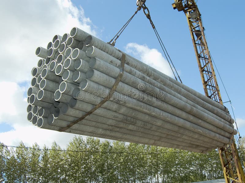 Pipes on the crane stock image. Image of renovations, summer - 4904169