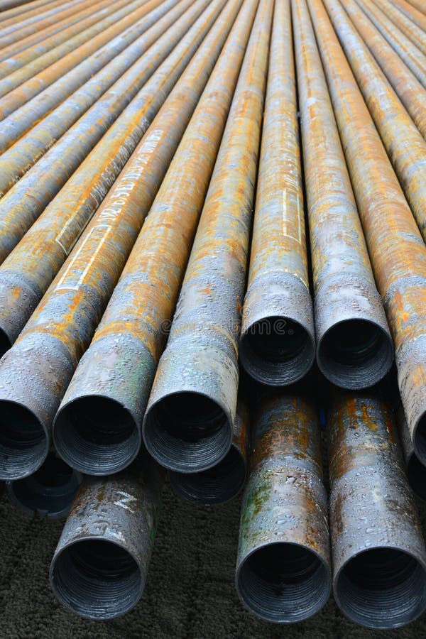 Pipes for Drilling Oil and Gas Wells Stock Image - Image of steel ...