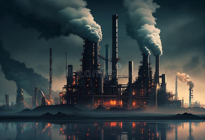 Pipes and Engineering Structures of an Industrial Plant in the Night ...