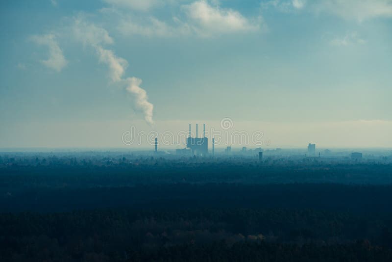 Pipes of the Factory in the Distance. Stock Image - Image of landscape ...