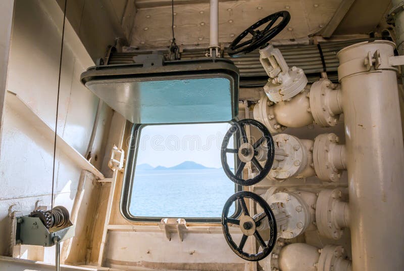 Pipes and Faucet Valves of Gas Heating System in Boat Stock Image ...