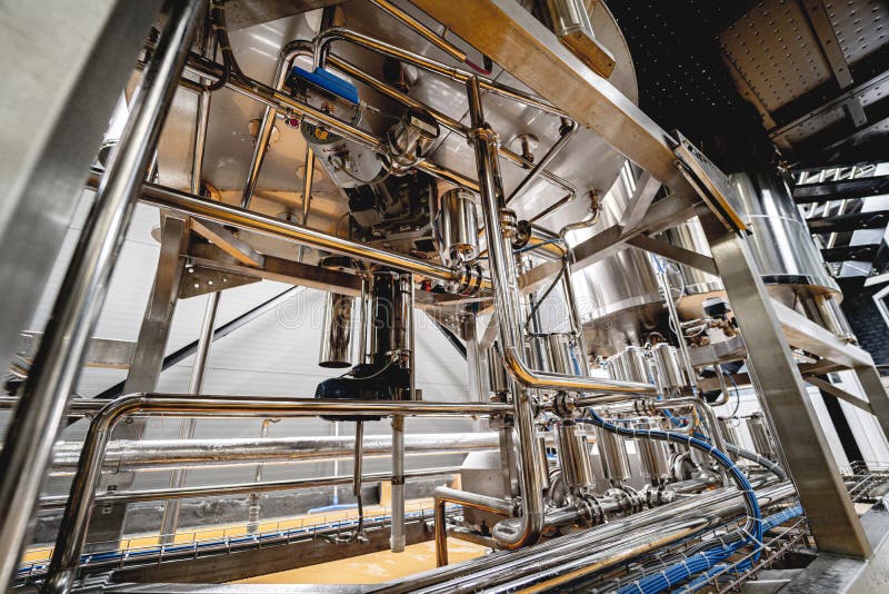 Pipes and Fittings at a Craft Modern Brewery Stock Image - Image of ...