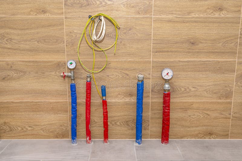 Hot and Cold Water and Sewage Pipe Coming Out of the Wall in the Newly ... Hot and Cold Water and Sewage Pipe Coming Out of the Wall in the Newly ...