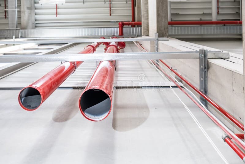 Pipes of a Huge Sprinkler System Stock Image - Image of pump, hall ...