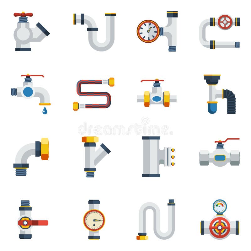 Pipes Icons Set stock vector. Illustration of computer - 71139036
