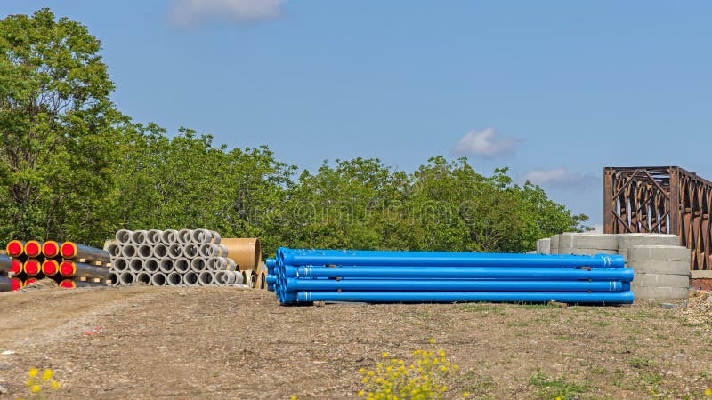 Pipes Material Construction Site Stock Photo - Image of industry, site ...