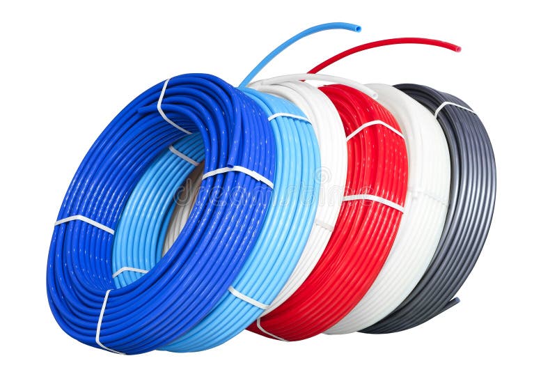 Pipes Plastic Pvc for Cold and Hot Water Supply in Bays Isolated on ...