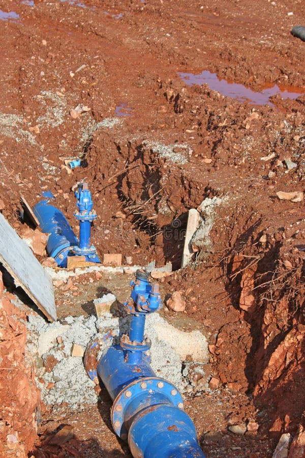Pipes on a Road Construction Site Stock Photo - Image of industry ...