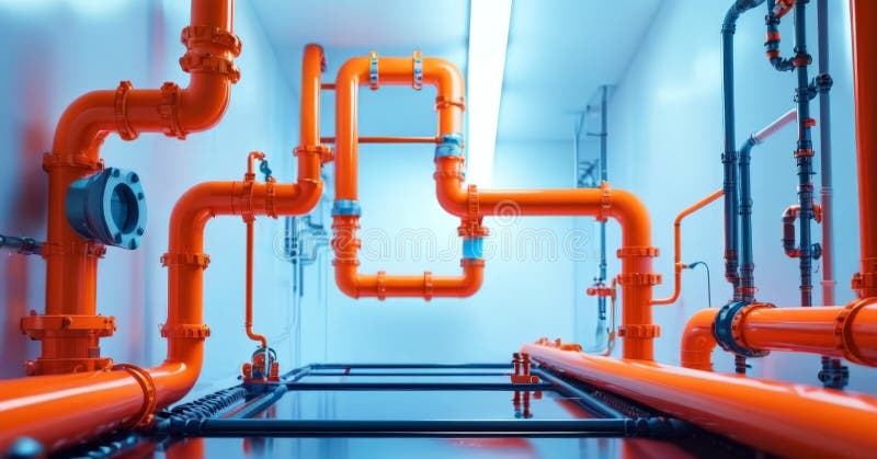 Pipes in Room with Blue Light Stock Photo - Image of pipe, structure ...