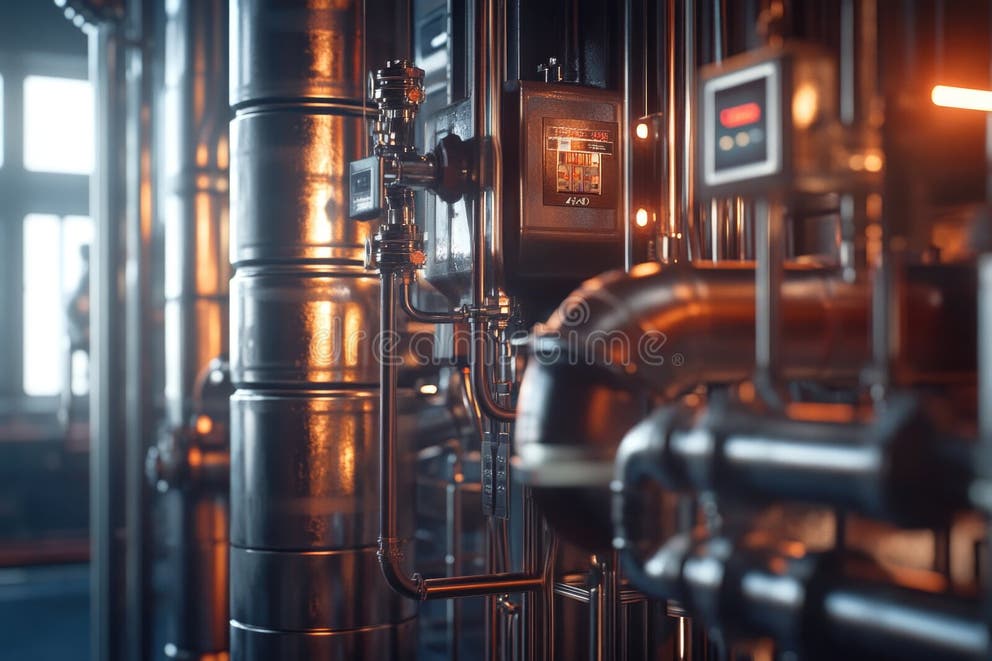 Pipes in Room stock image. Image of mechanical, equipment - 373067027