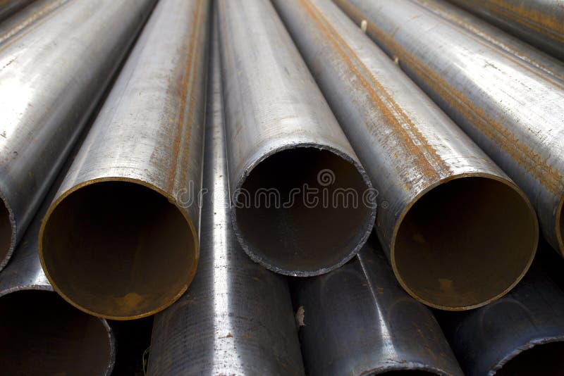 Pipes Stack Round Cut Steel Stock Image - Image of equipment, metal ...