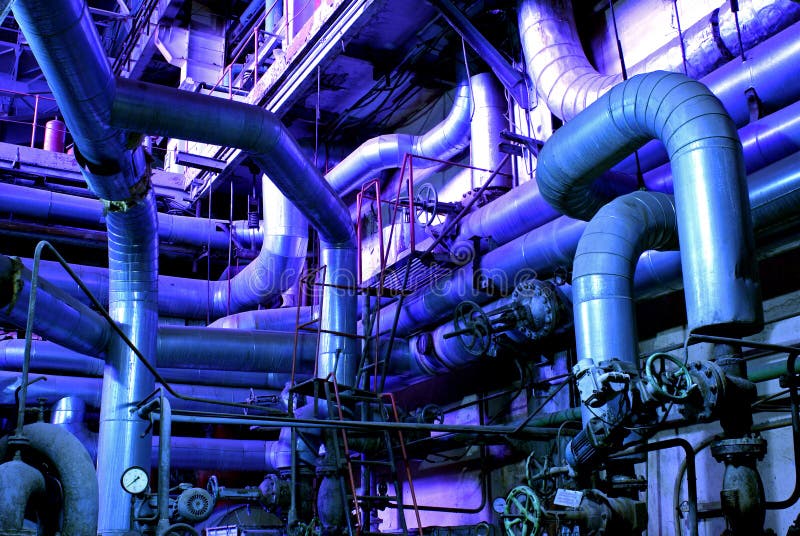 Pipes, Tubes, Machinery and Steam Turbine Stock Image - Image of ...