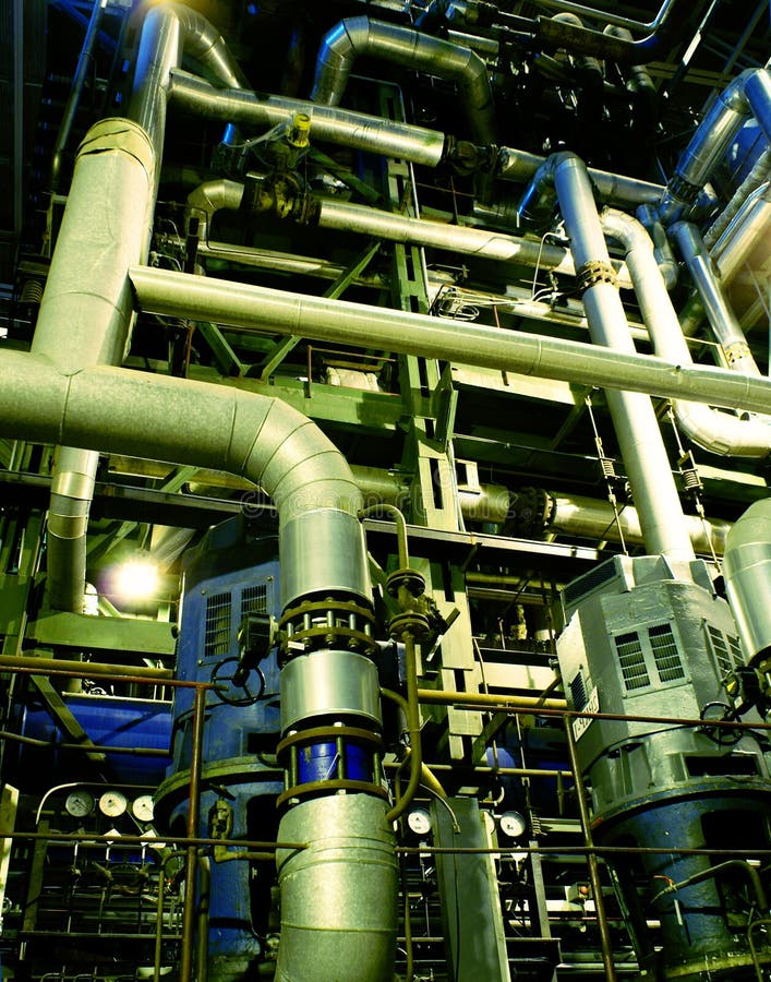Pipes, Tubes, Machinery and Steam Turbine Stock Image - Image of ...