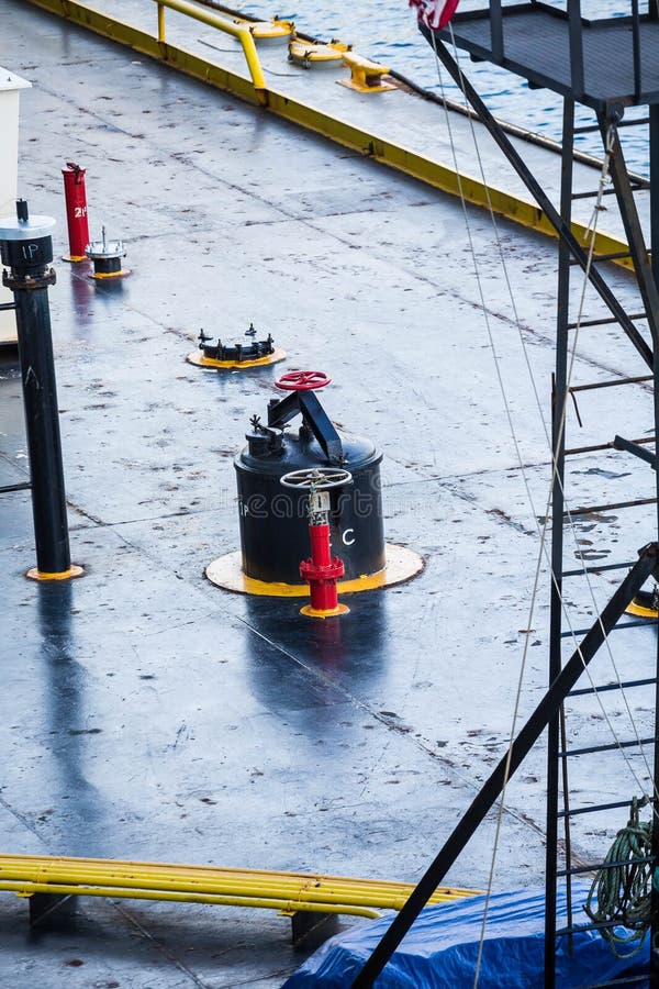 Pipes and Valves on Barge stock image. Image of boat - 49539449