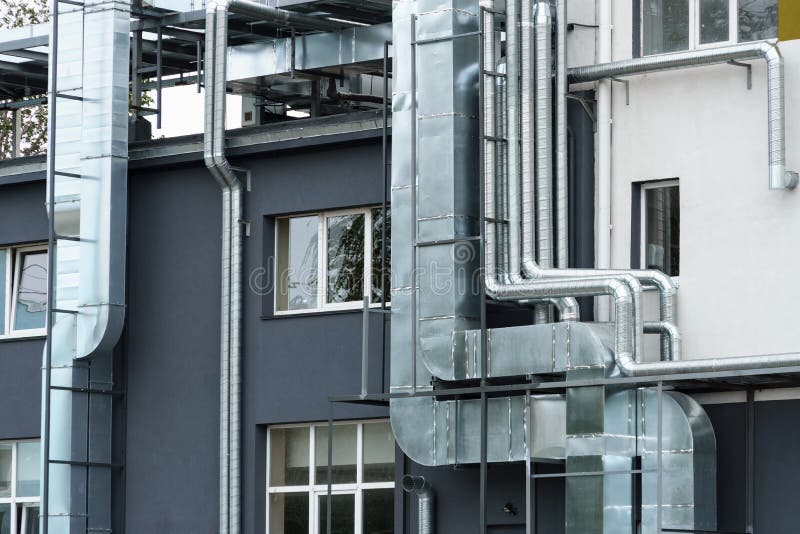Pipes for Ventilation and Maintenance of a Modern Building, Various ...