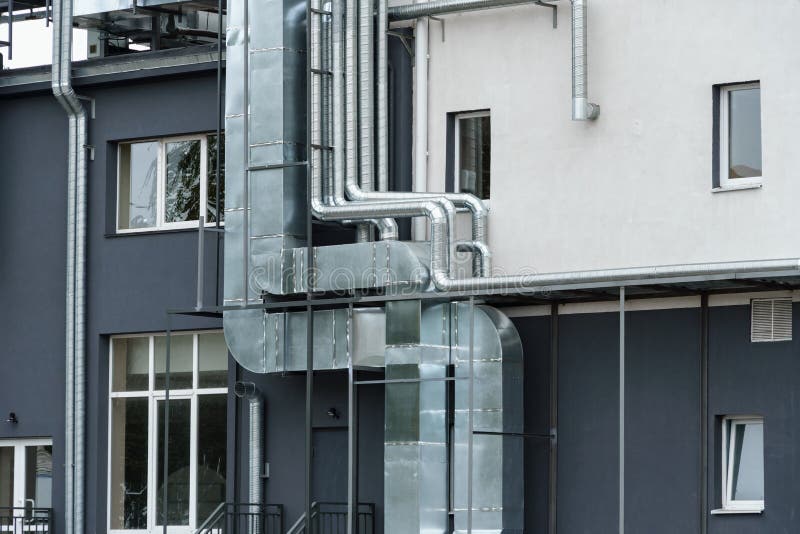 Pipes for Ventilation and Maintenance of a Modern Building, Various ...