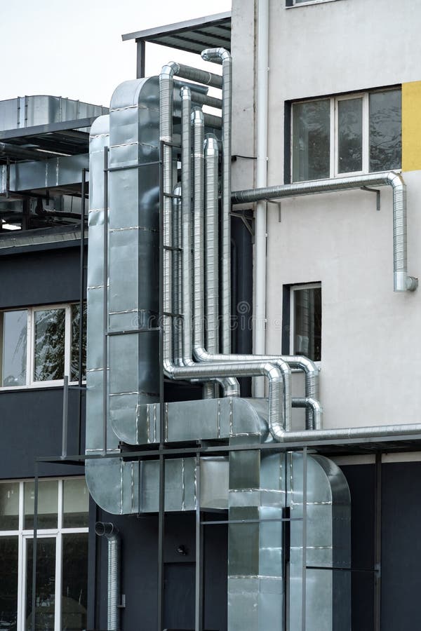 Pipes for Ventilation and Maintenance of a Modern Building, Various ...
