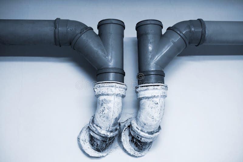 Pipes for water drain stock image. Image of blue, plastic - 196858815