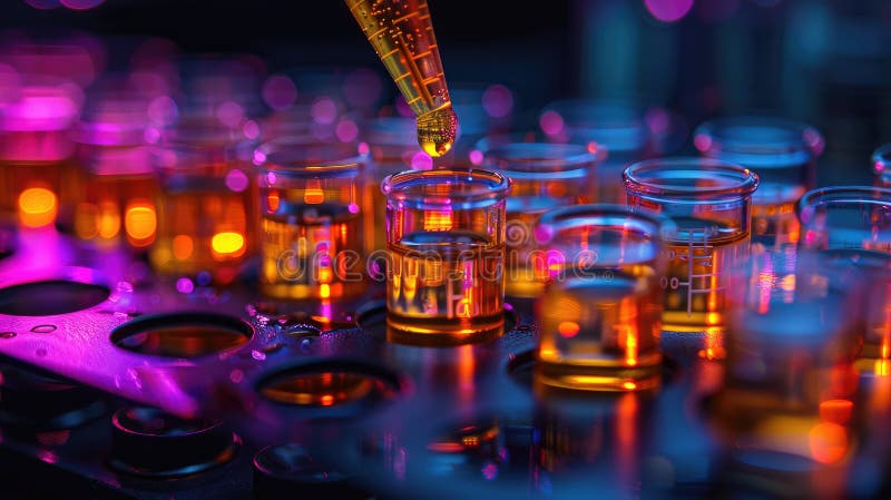 Pipette Dispensing Liquid into Test Tubes in a Laboratory Stock Image ...