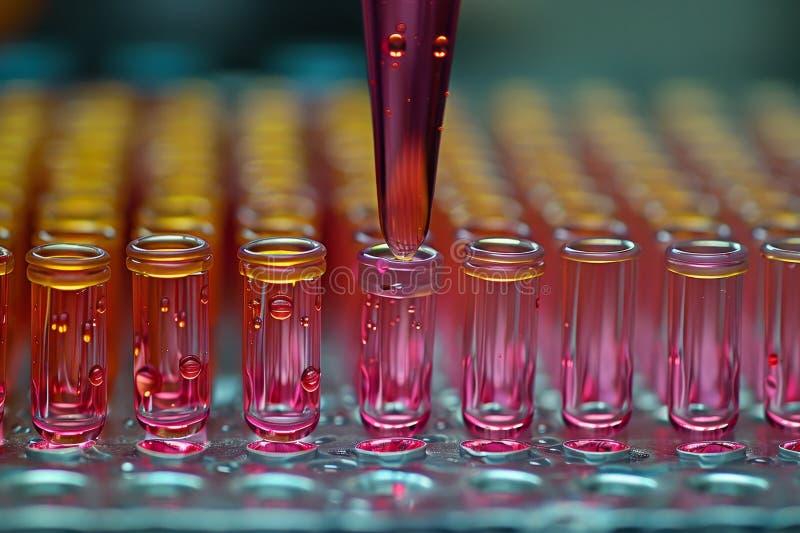 Pipette with Drop and Laboratory Test Tubes in Virus Research or ...