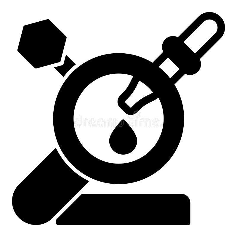 Pipette Drop with Magnifier Solid Icon, Genetic Research Concept ...