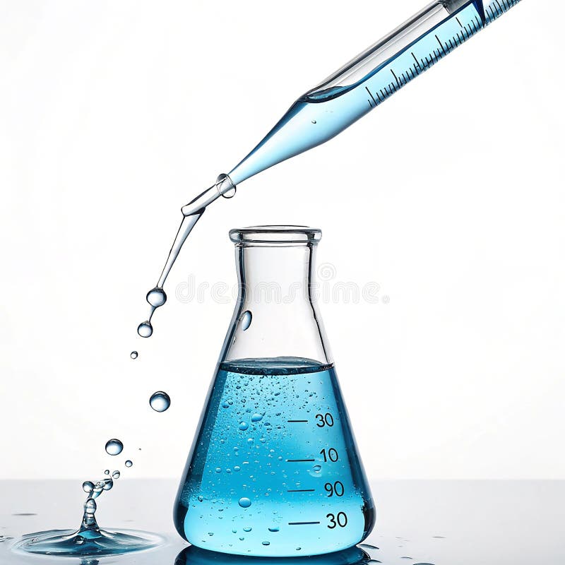 Pipette Dropping Liquid into Flask Stock Illustration - Illustration of ...