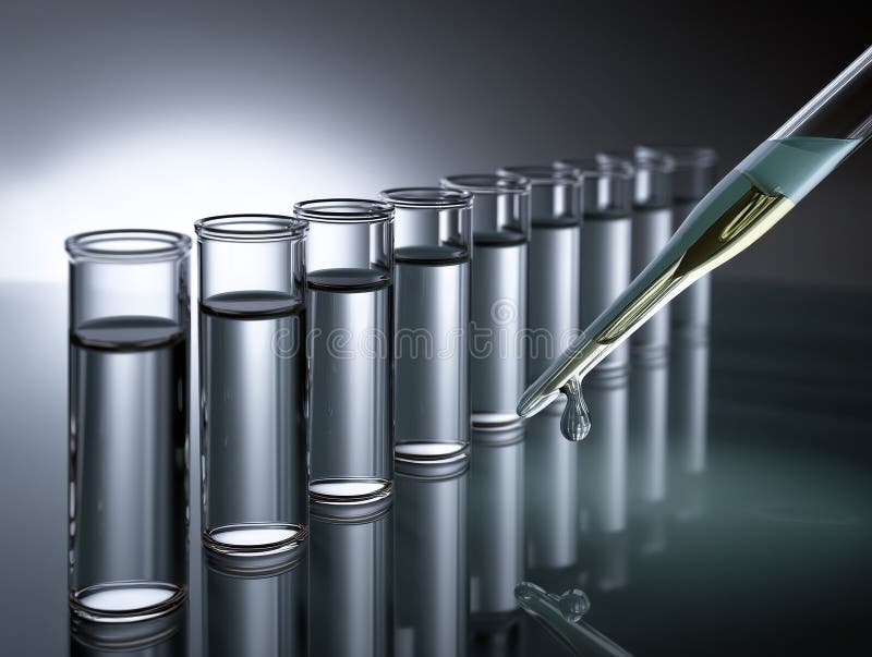 Pipette Dropping Liquid into Test Tubes in Laboratory Setting Stock ...