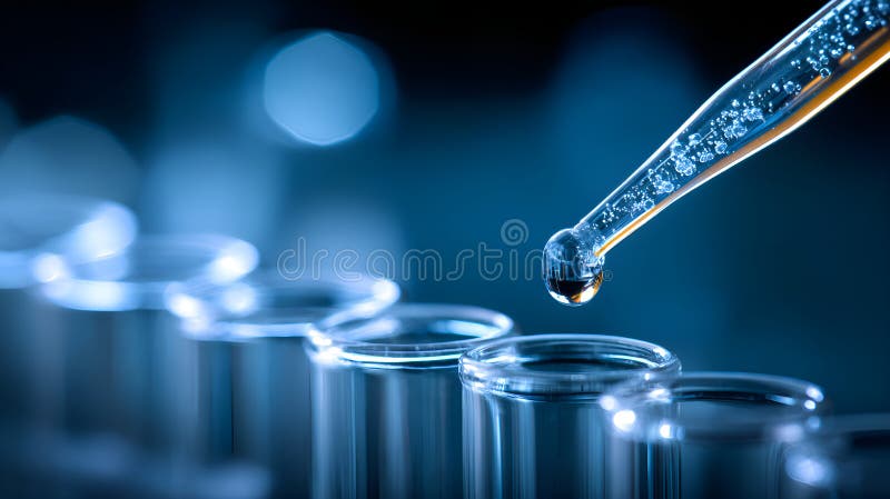 Pipette Dropping Liquid into Test Tubes in Laboratory Setting Stock ...