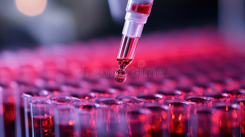 A Pipette Dropping Red Liquid into a Test Tube in a Laboratory ...