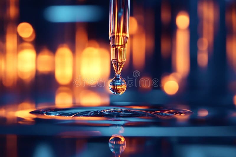Pipette Dropping a Transparent Drop into Liquid Creating Ripples with ...