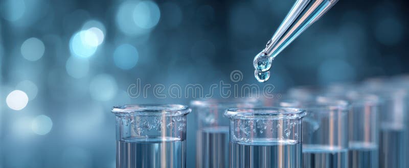 The Pipette Dropping Water into Test Tubes with a Focal Background.AI ...