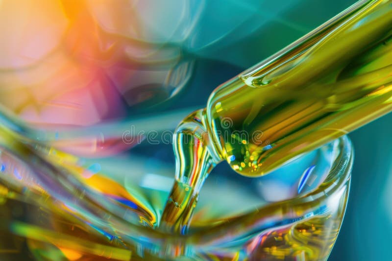 Pipette Dropping Yellow Chemical Liquid into Beaker in Laboratory ...