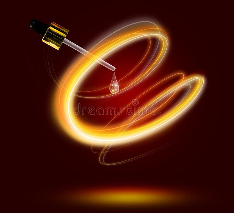 Pipette with Elixir Drop for Face among Lights. Stock Illustration ...