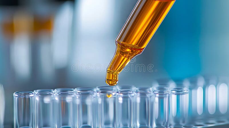 A Pipette Pouring a Liquid into a Test Tube Stock Photo - Image of ...