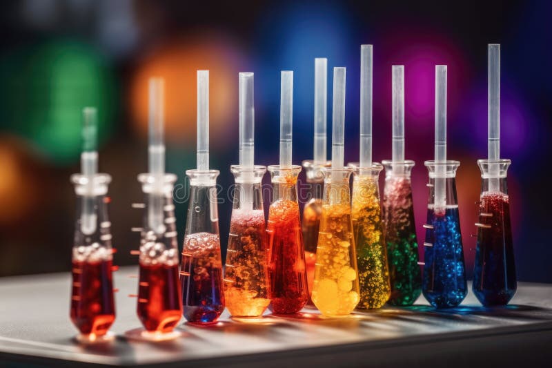 Pipetting Chemicals into Test Tubes for an Experiment Stock ...