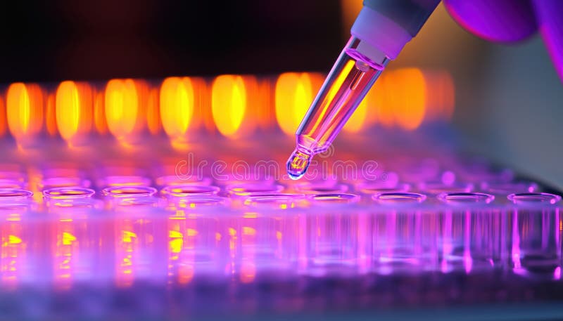 Pipetting Sample into a Multi Stock Photo - Image of analysis, cell ...