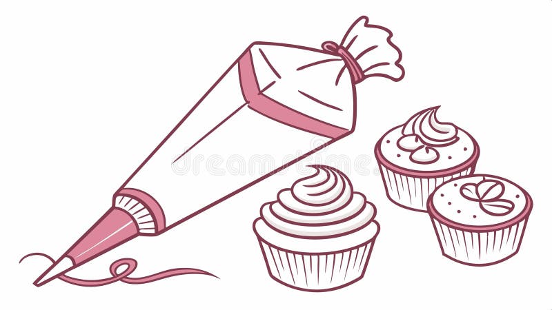 Piping Bag Cupcakes, Baking Tools for Dessert Designs Vector Design ...
