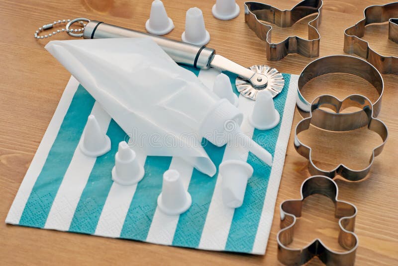 Piping Bag with Kitchen Tools Stock Image - Image of cookies, decorated ...
