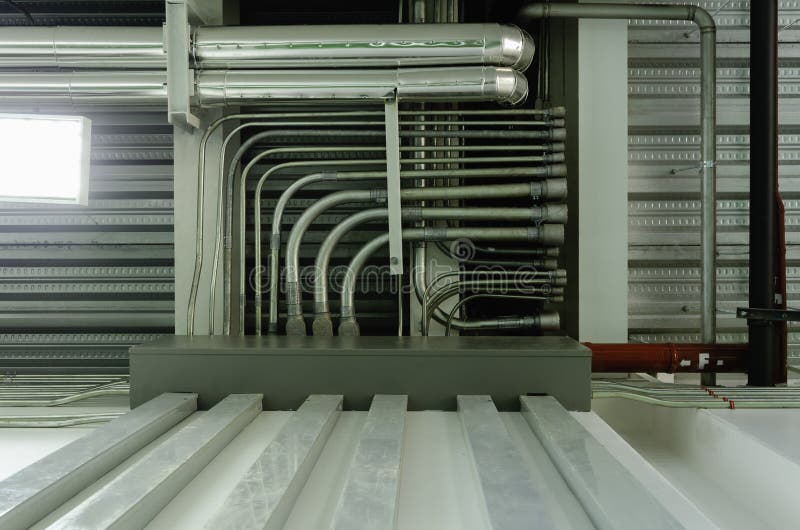 Piping Electrical System in Industrial Stock Image - Image of floor ...