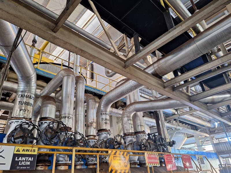 Piping for Steam Turbine Instalation Stock Image - Image of piping ...