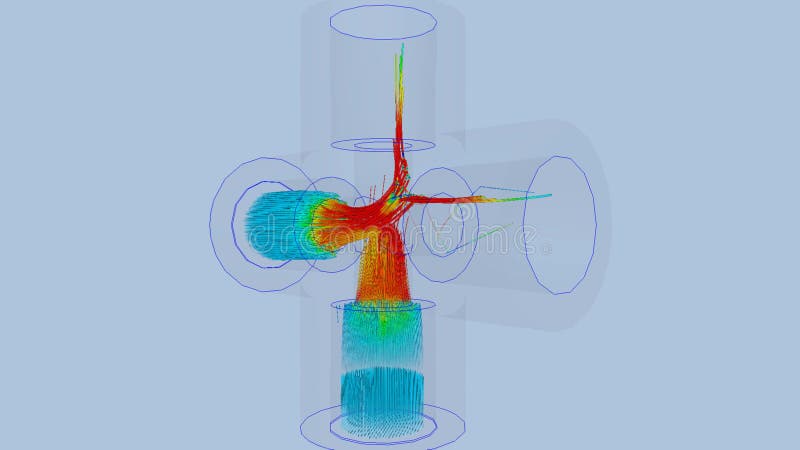 Piping System Liquid Flow Simulation Cfd Simulation Computational Fluid Dynamics Stock Video