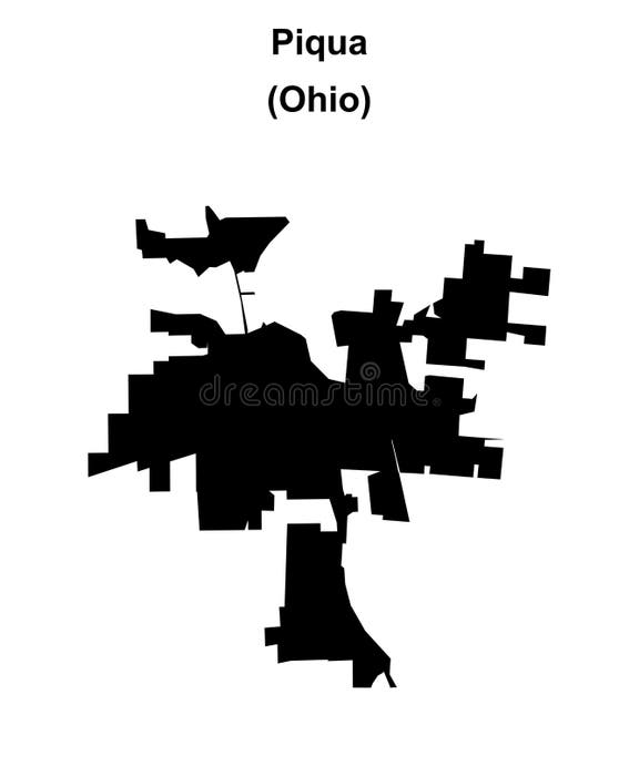 Piqua outline map stock vector. Illustration of area - 357493440